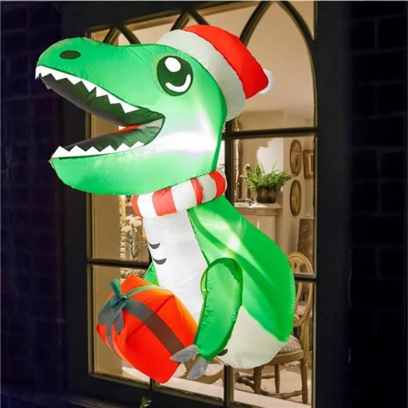 Holiday | 35 Ft Christmas Window Inflatable Dinosaur Blow Up Inflatable ...
